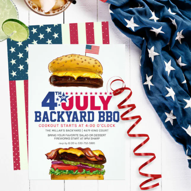 Fourth of July BBQ Party Invitation | Zazzle