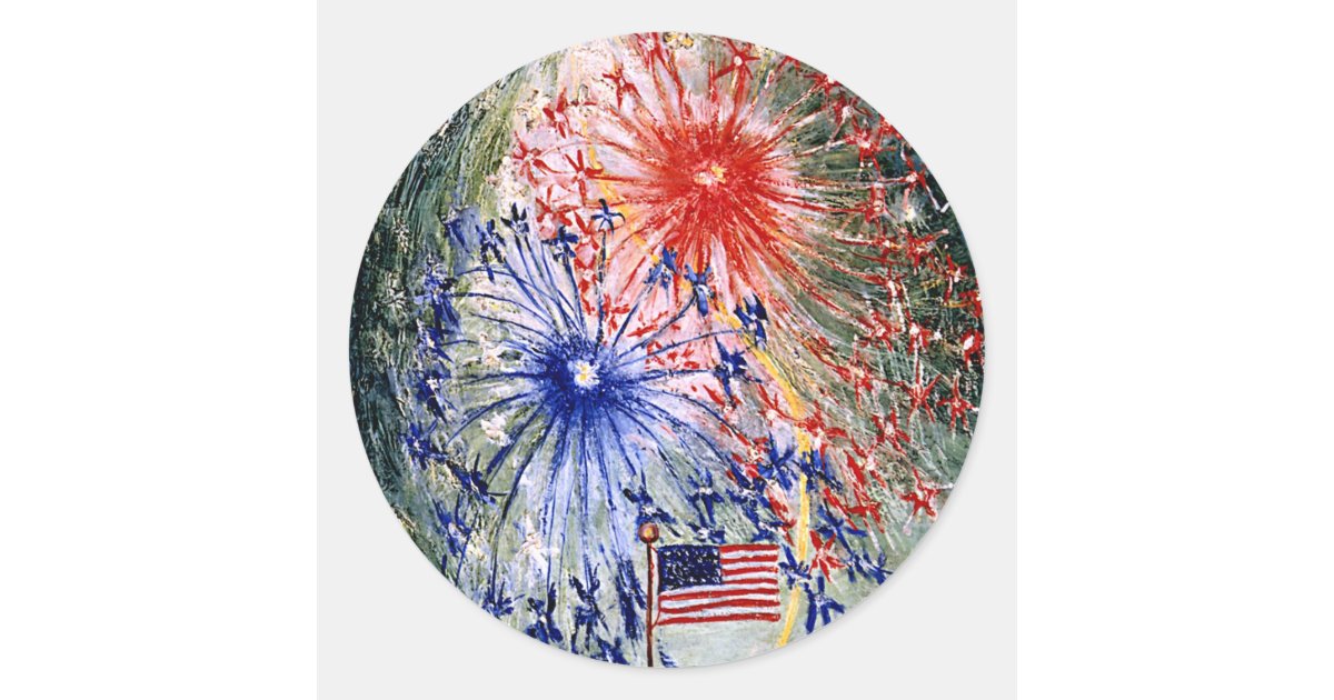 Fourth of July Celebration Classic Round Sticker | Zazzle