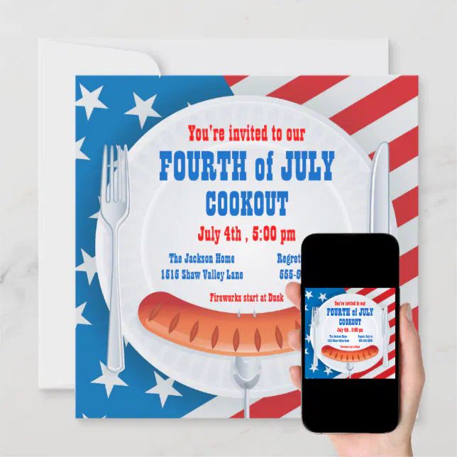 Fourth of July Cookout Invitation | Zazzle