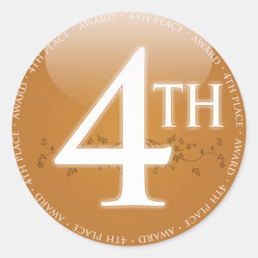 Fourth Place (4th) Award Classic Round Sticker | Zazzle