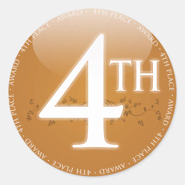 Fourth Place (4th) Award Classic Round Sticker | Zazzle