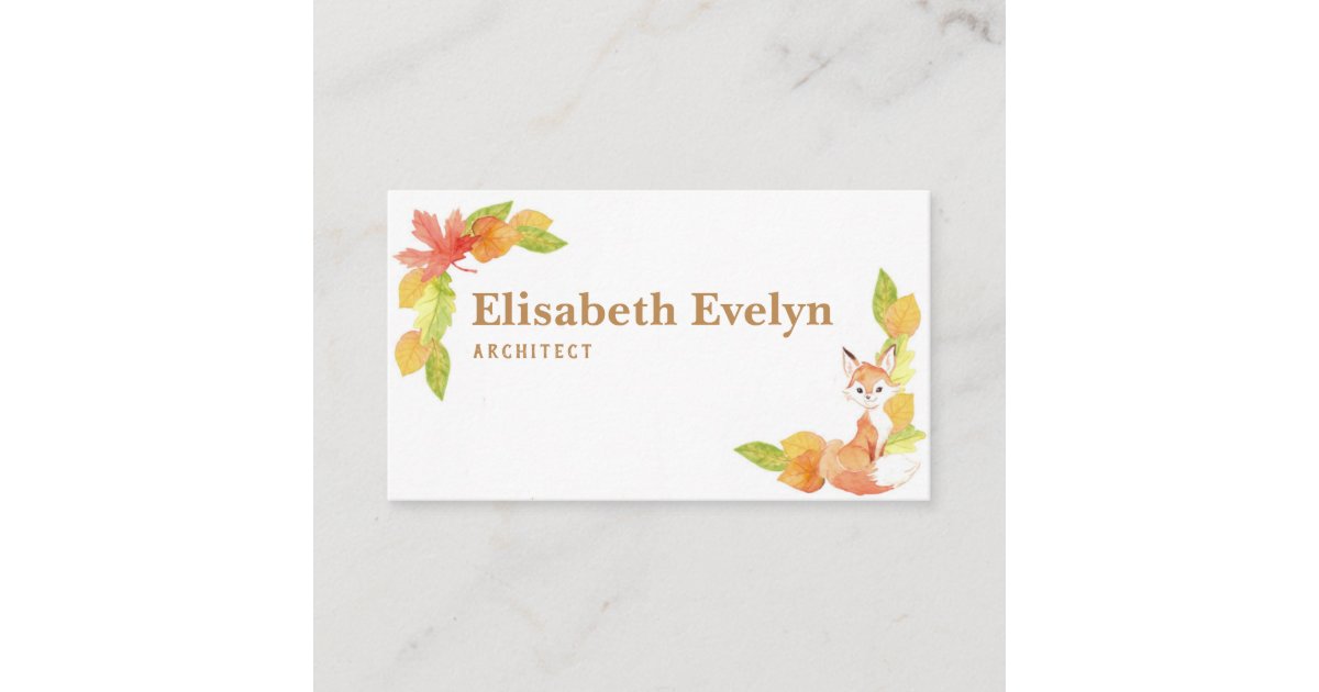 fox and autumn leaves business card | Zazzle