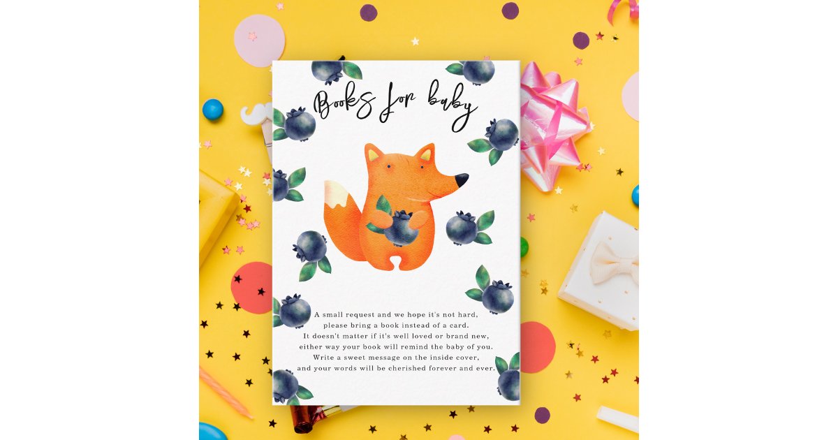 Fox and blueberries - books for baby enclosure card | Zazzle
