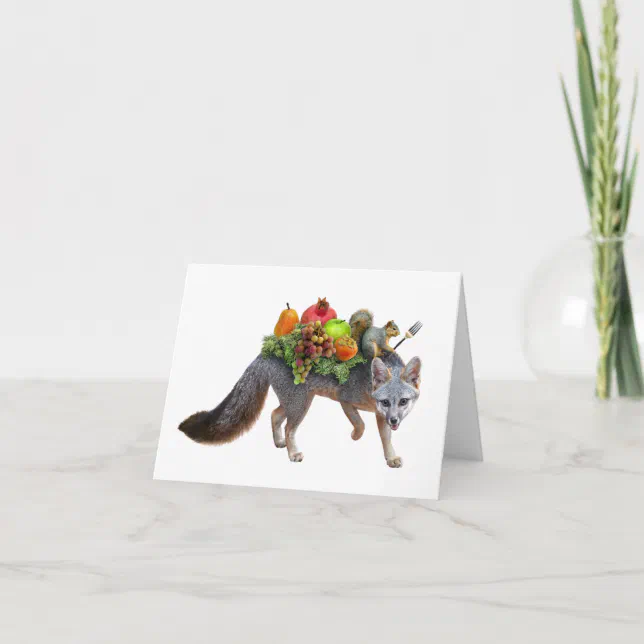 Fox and Squirrel Thanksgiving Card | Zazzle