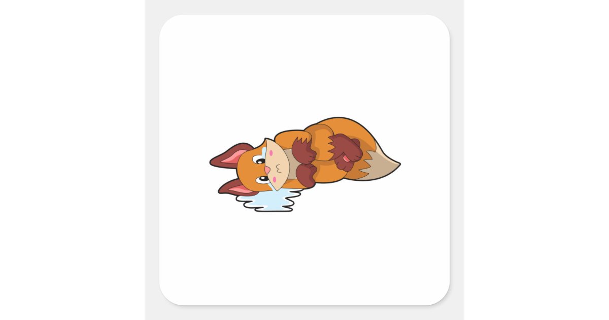 Fox at Crying Square Sticker | Zazzle