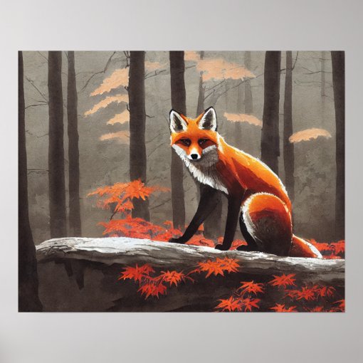 Fox at Dusk Poster | Zazzle