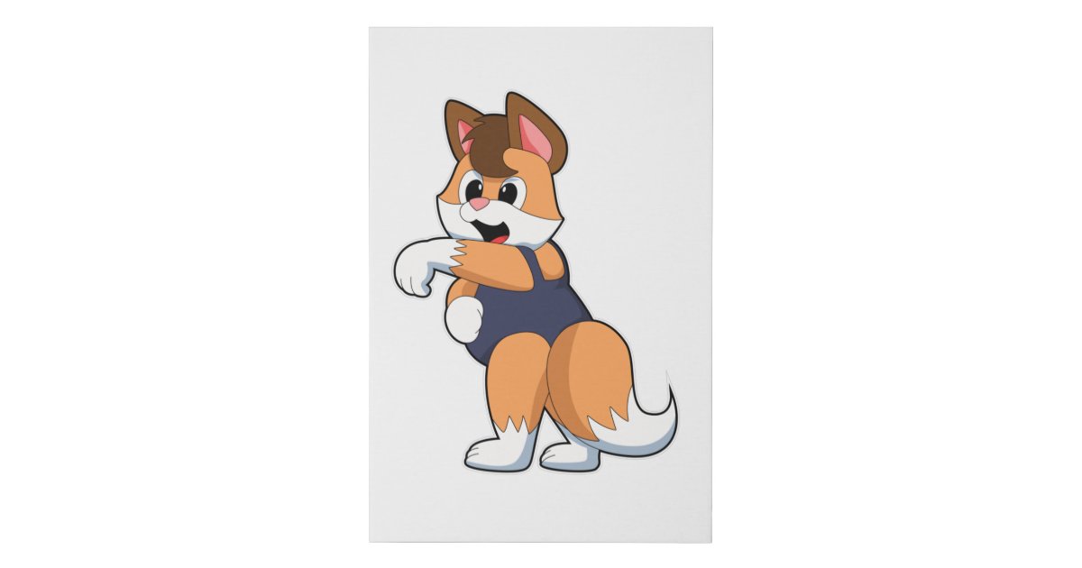 Fox at Swimming with Swimsuit Faux Canvas Print | Zazzle