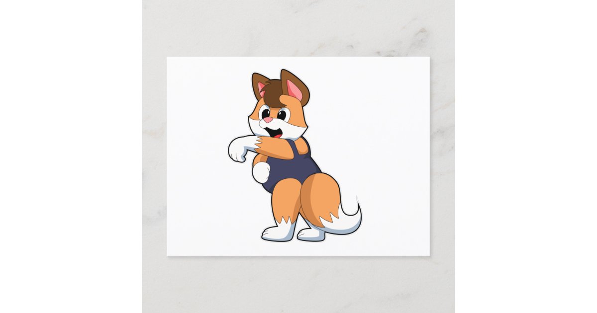 Fox at Swimming with Swimsuit Postcard | Zazzle