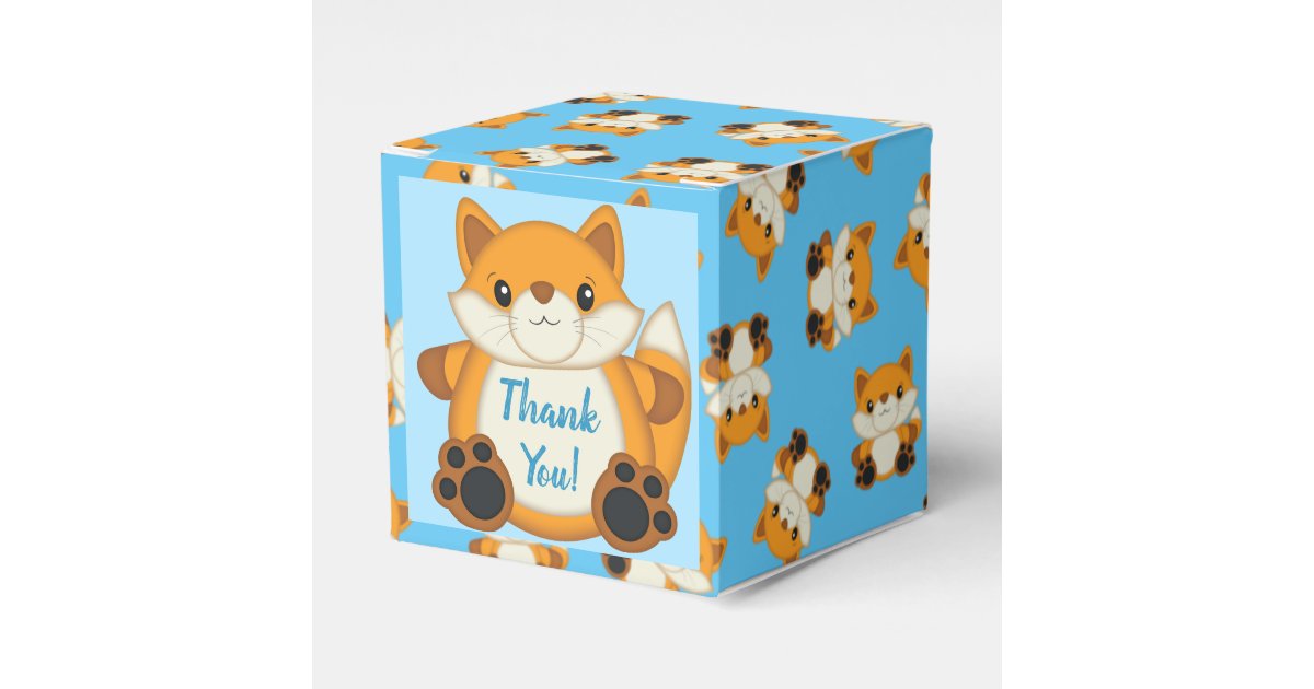 Fox Baby Shower Blue Woodland Favor Boxes | Zazzle