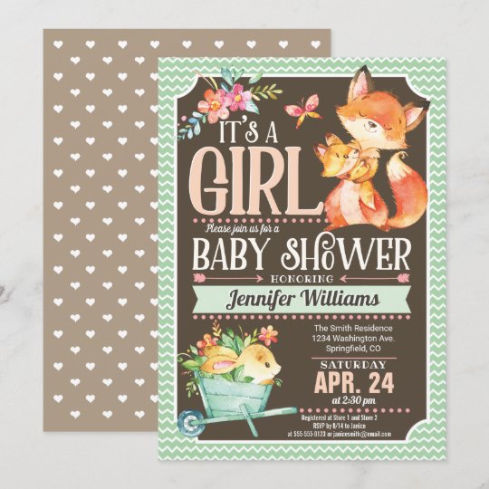 Fox Baby Shower Invitation, Woodland Girl Invitation | Zazzle.com
