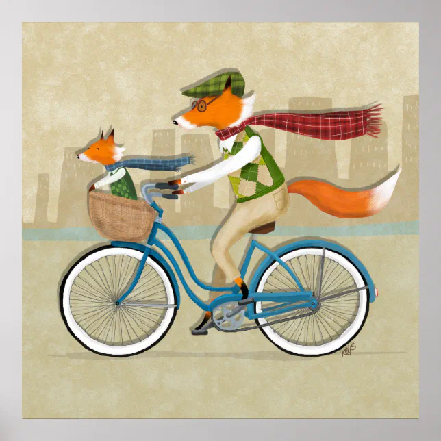 Fox Bike Ride Poster | Zazzle