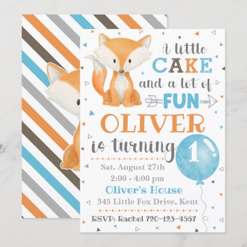 Fox Birthday Invitation | Little Fox Invitation | Zazzle