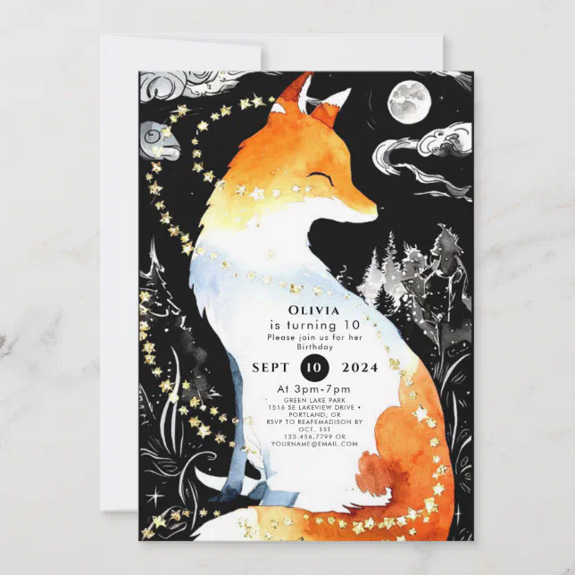 Fox Birthday Woods Whimsy Invitation | Zazzle