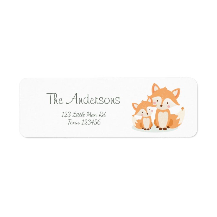 Fox cub Return Address Labels Cute Baby shower | Zazzle