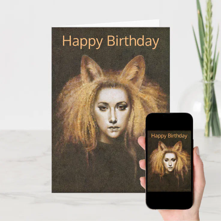 Fox Ears Girl Birthday Card | Zazzle