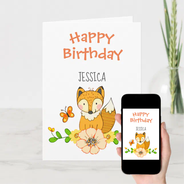 Fox Happy Birthday Card | Zazzle