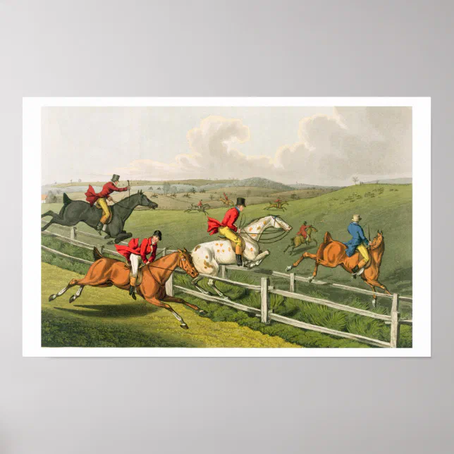 Fox Hunting, aquatinted by I. Clark, pub. by Thoma Poster | Zazzle