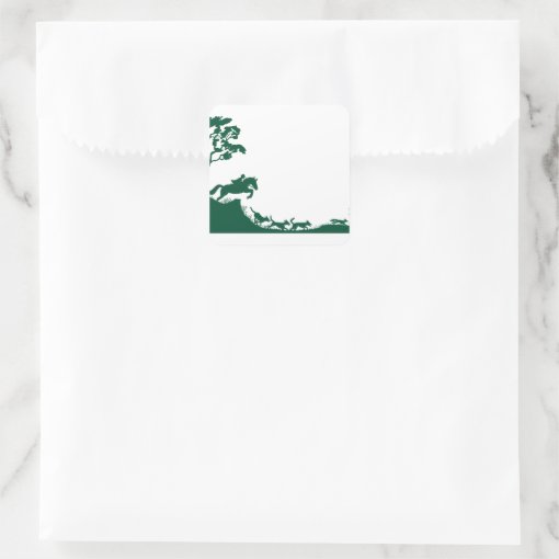 Fox Hunting Silhouette Square Sticker | Zazzle