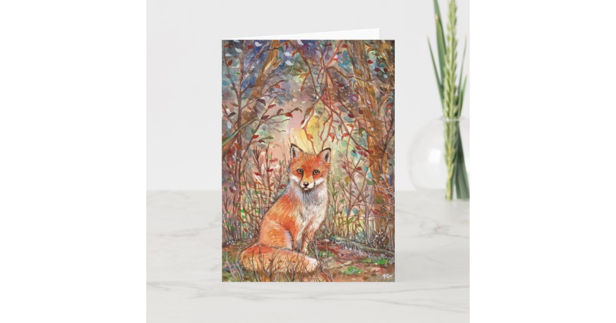 Fox in Autumn Woods Card | Zazzle