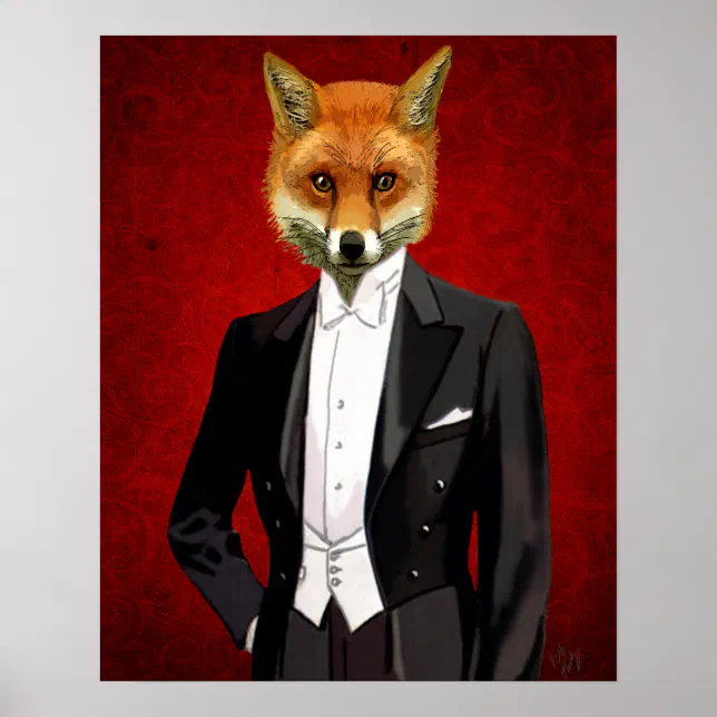 Fox In Evening Suit, Portrait Poster | Zazzle