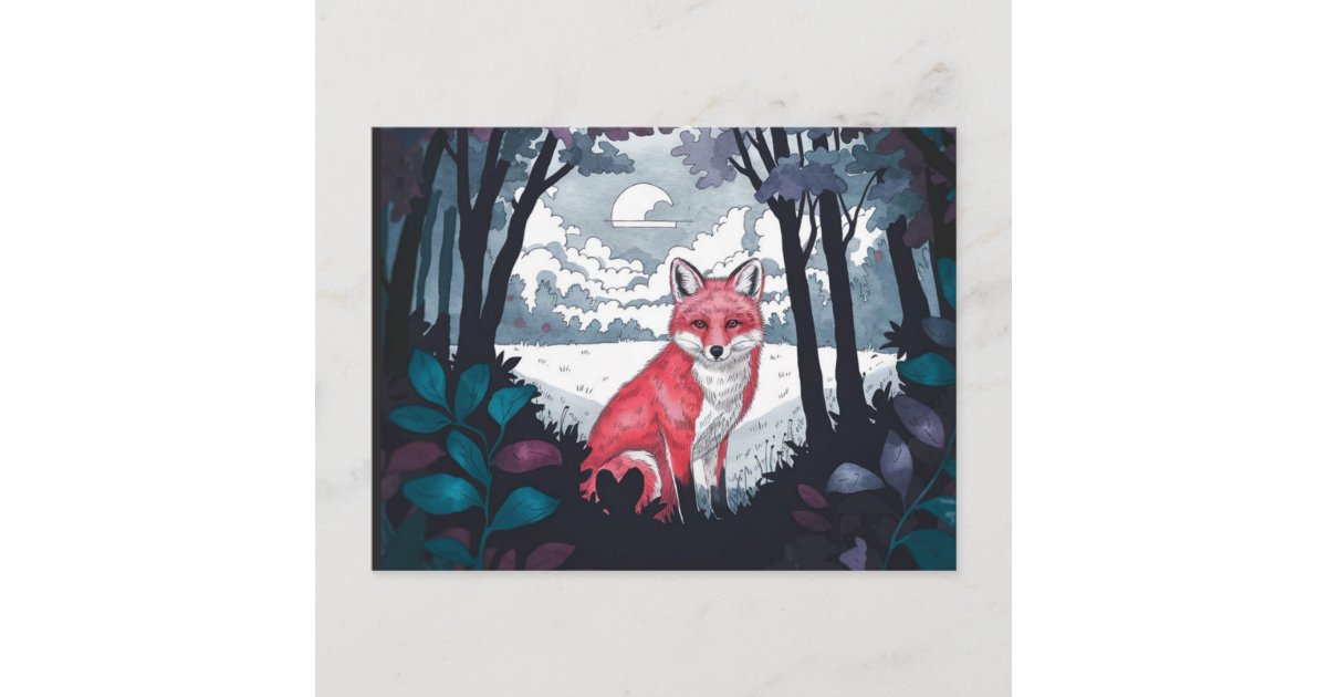 Fox in Forest Clearing Postcard | Zazzle