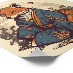 Fox in japanese style poster | Zazzle