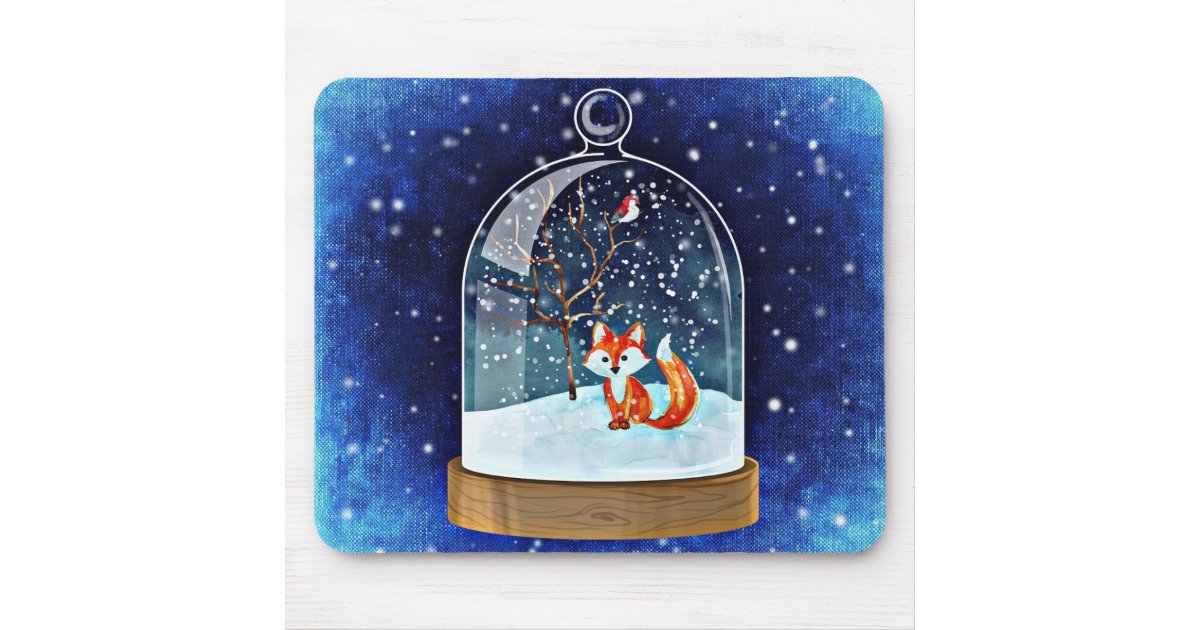 Fox in Snow Globe Mousepad | Zazzle