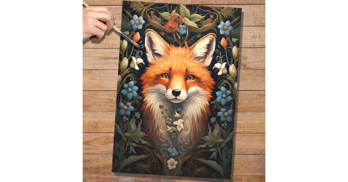 Fox in Tapestry 1 Decoupage Paper | Zazzle