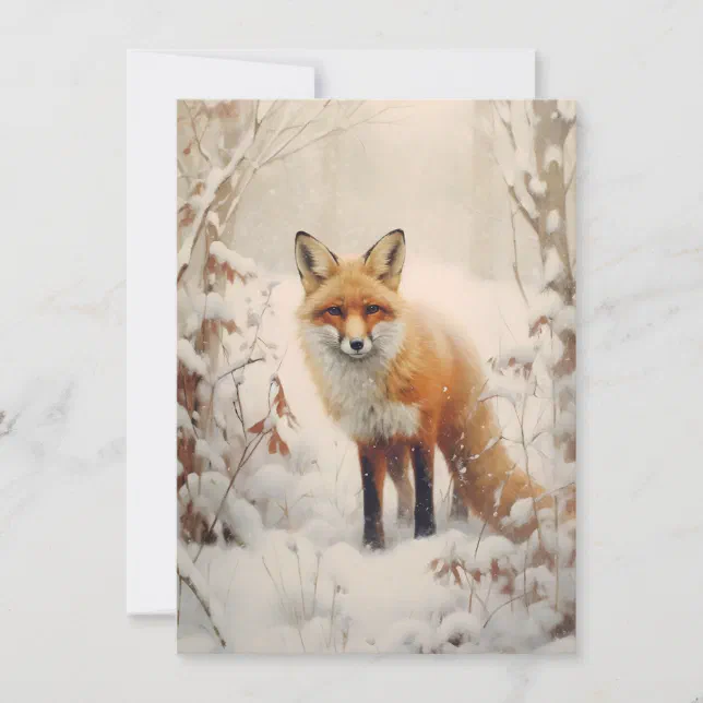 Fox in the Snow Card | Zazzle