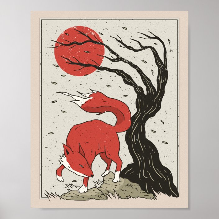 Fox Japanese Art Poster | Zazzle.com