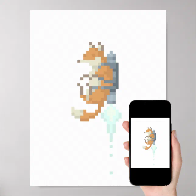 Fox Jetpack Pixel Art Poster | Zazzle