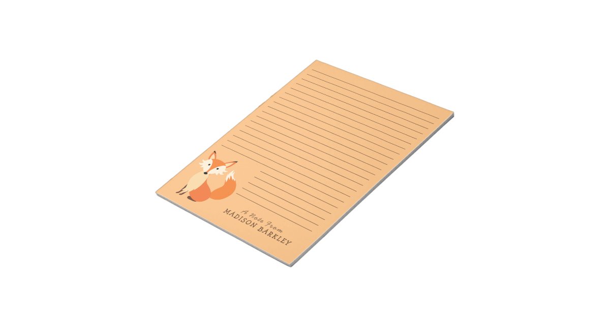 Fox Kid's Cute Woodland Animal Stationary Notepad | Zazzle