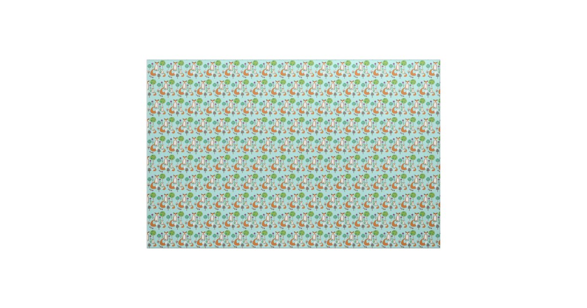 Fox Pattern Fabric | Zazzle