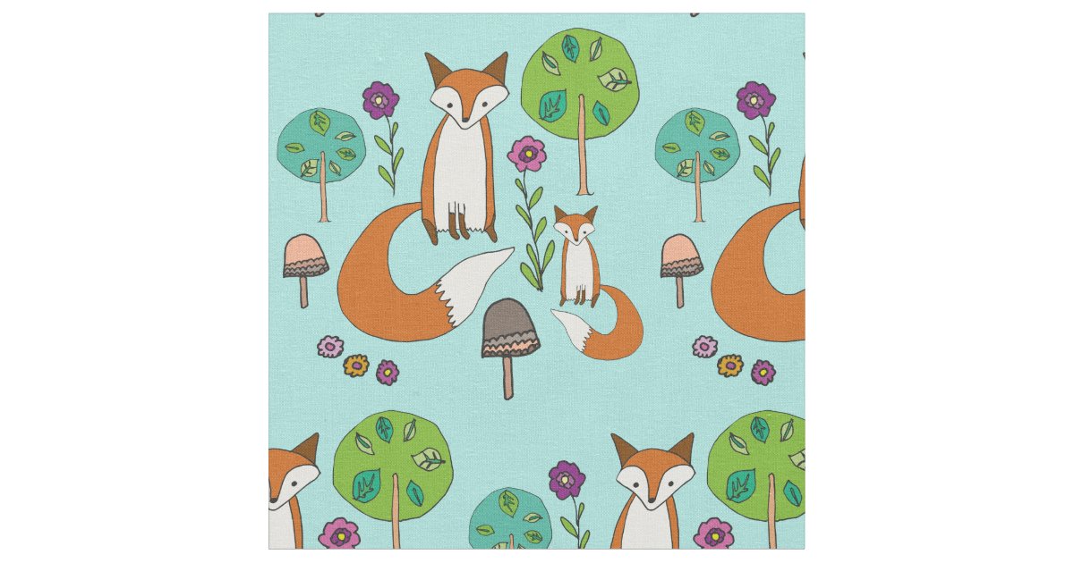 Fox Pattern Fabric | Zazzle