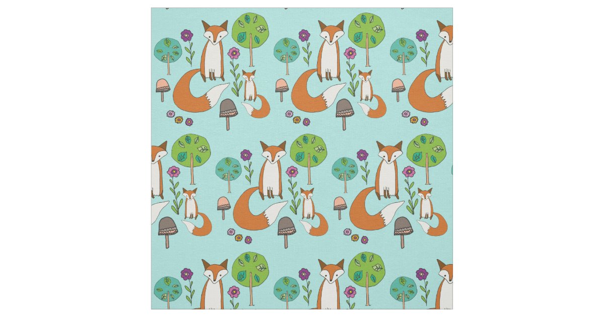 Fox Pattern Fabric | Zazzle