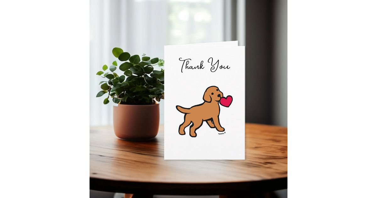 Fox Red Labrador Puppy with a Heart Thank You Card | Zazzle