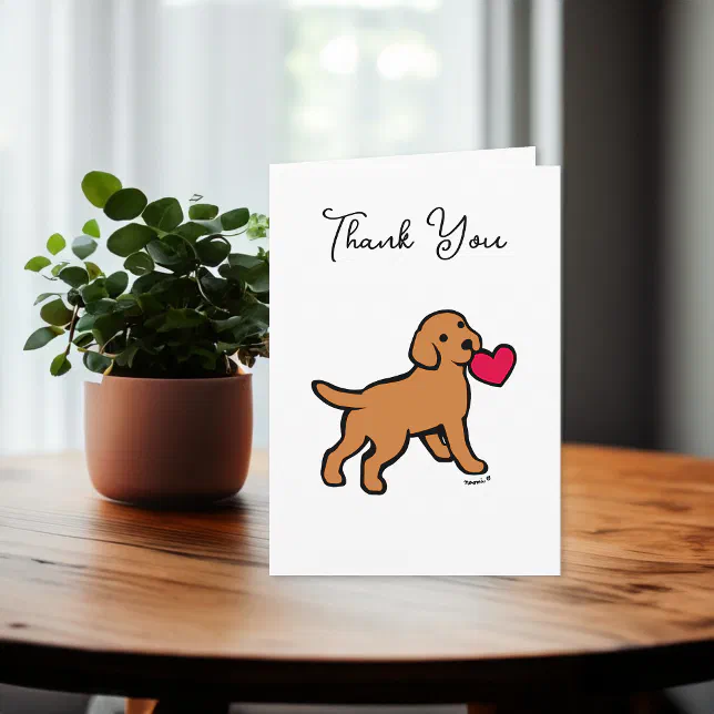 Fox Red Labrador Puppy with a Heart Thank You Card | Zazzle