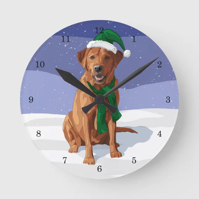 Fox Red Labrador Retriever Christmas Dog Round Clock | Zazzle