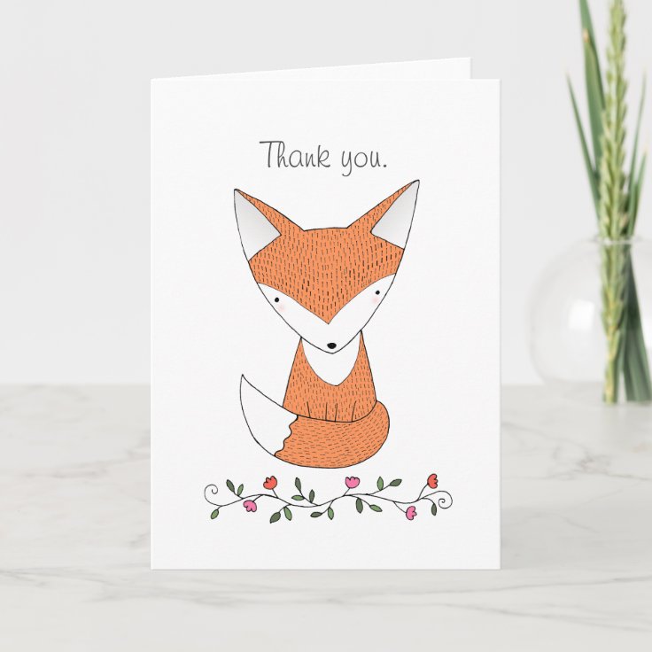 Fox Thank you Card Cute Fox Woodland Thank you | Zazzle