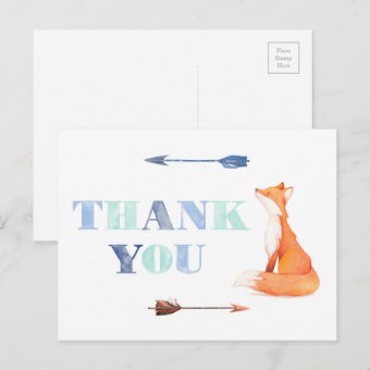 fox thank you card, economy thank you card | Zazzle