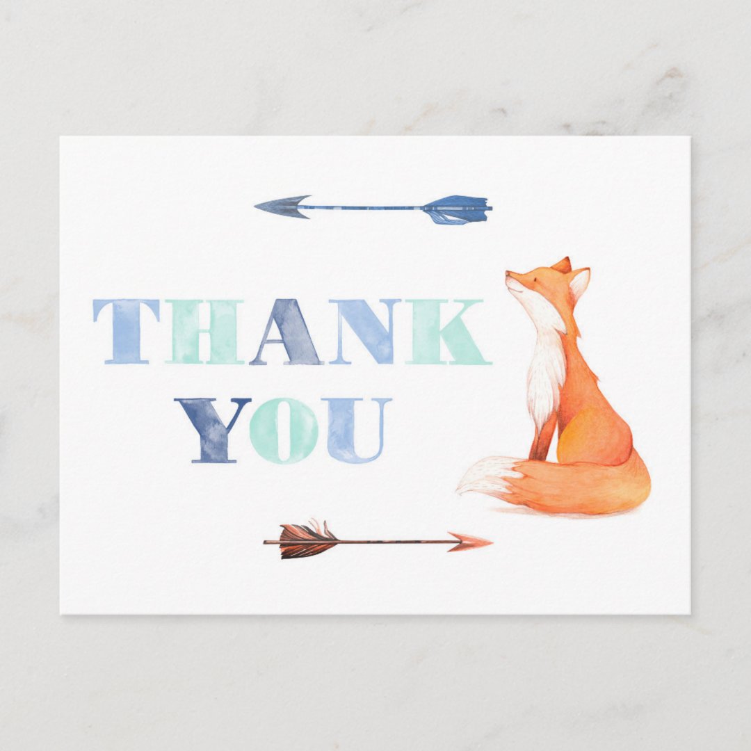 fox thank you card, economy thank you card | Zazzle