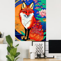 Fox ukiyo-e poster | Zazzle