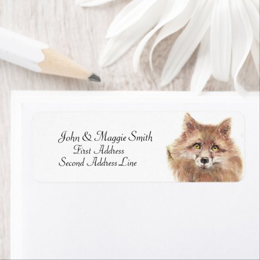 Fox - Watercolor Animal- Address Label | Zazzle