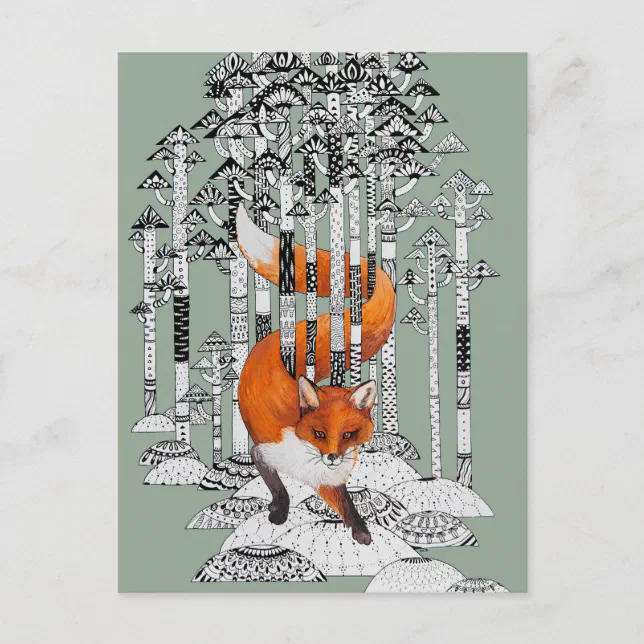 Fox winter postcard | Zazzle