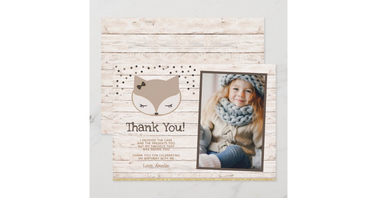 Fox, Wonderland Thank You Cards with photo | Zazzle