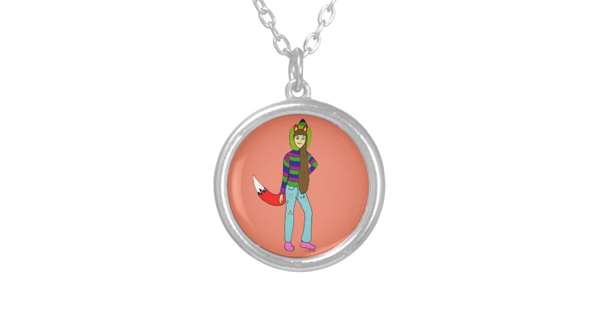foxgirl silver plated necklace | Zazzle