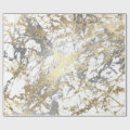 Foxier Champagne Gold Marble Shiny Metallic White Wrapping Paper | Zazzle