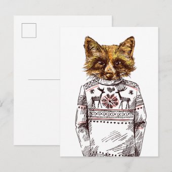 Foxy Dressed Fox Postcard | Zazzle
