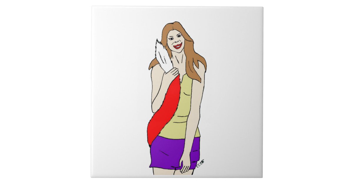 foxy girl ceramic tile | Zazzle