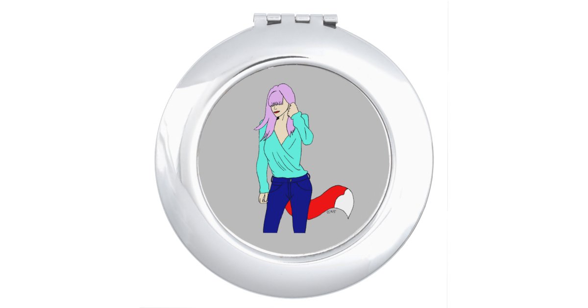 foxy girl compact mirror | Zazzle